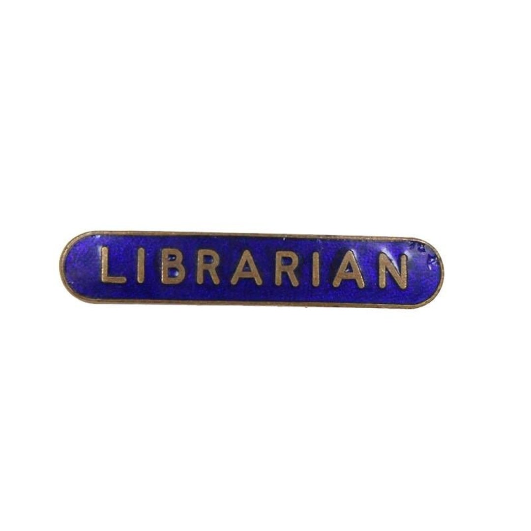 Vintage Librarian Pin, Librarian Badge, Blue Enamel Librarian Brooch ...