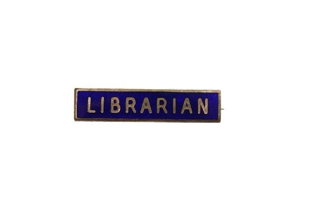 Vintage Librarian Pin, Librarian Badge, Blue Enamel Librarian Brooch ...