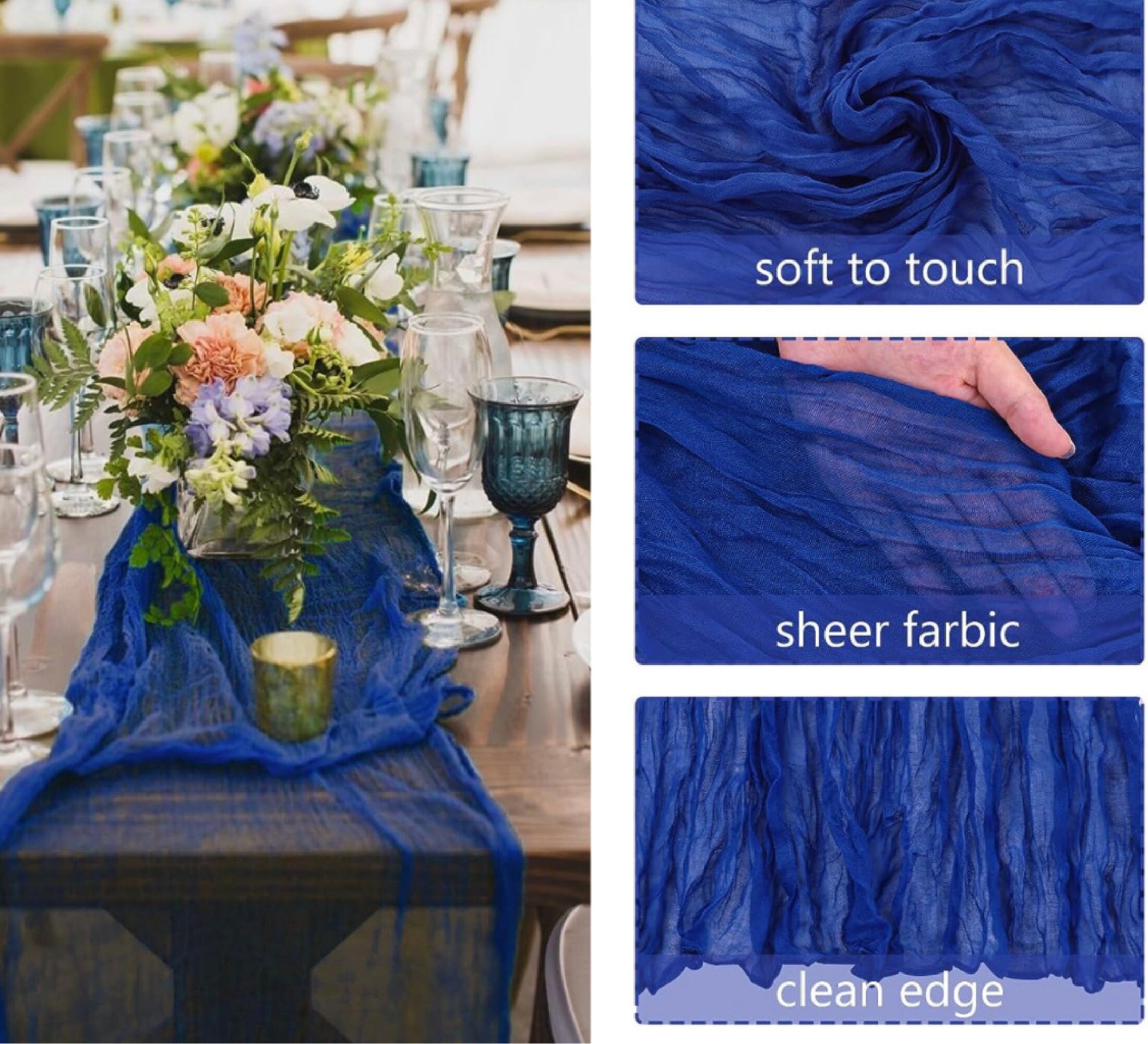 10 Pack Table Runner Royal Blue Cheesecloth Table Runner for - Etsy