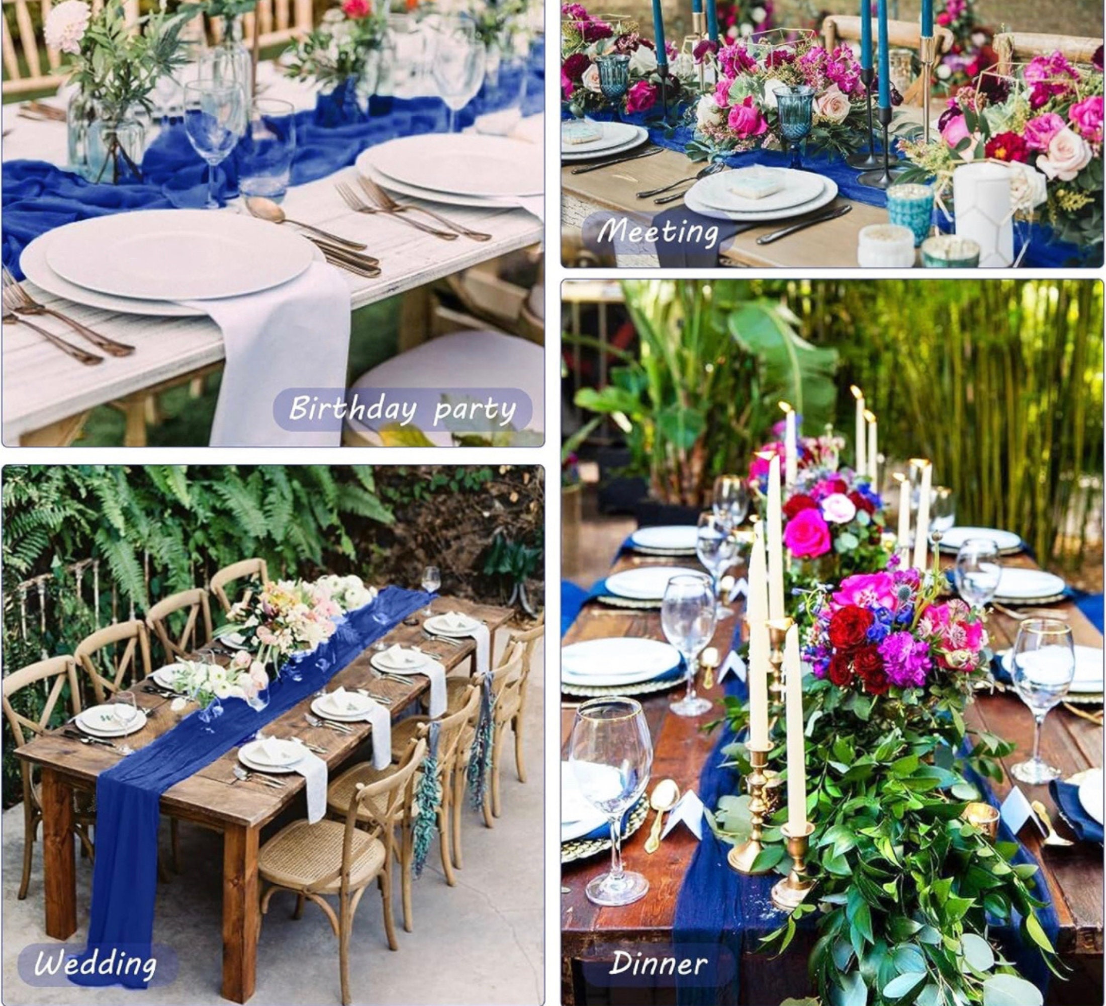 10 Pack Table Runner Royal Blue Cheesecloth Table Runner for - Etsy