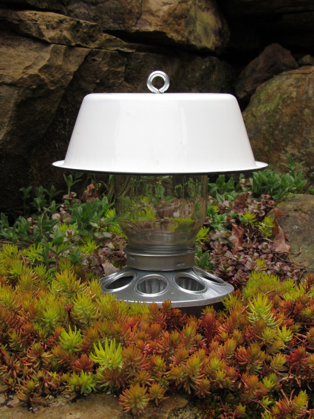 Enamel Pan With Black Trim Bird Feeder - Etsy