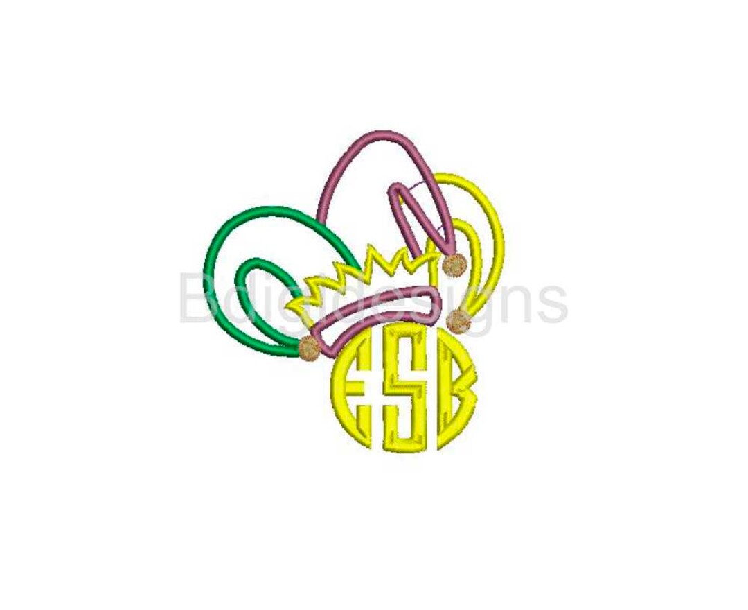 Mardi Gras Jester Hat Monogram Topper Applique Embroidery Design - Etsy