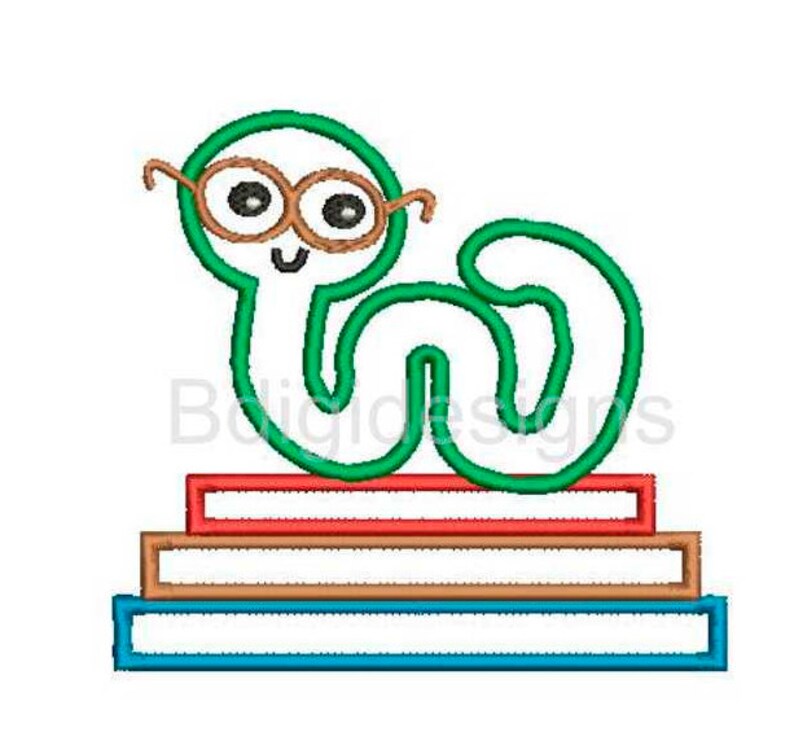 Bookworm Applique Embroidery Design - Etsy