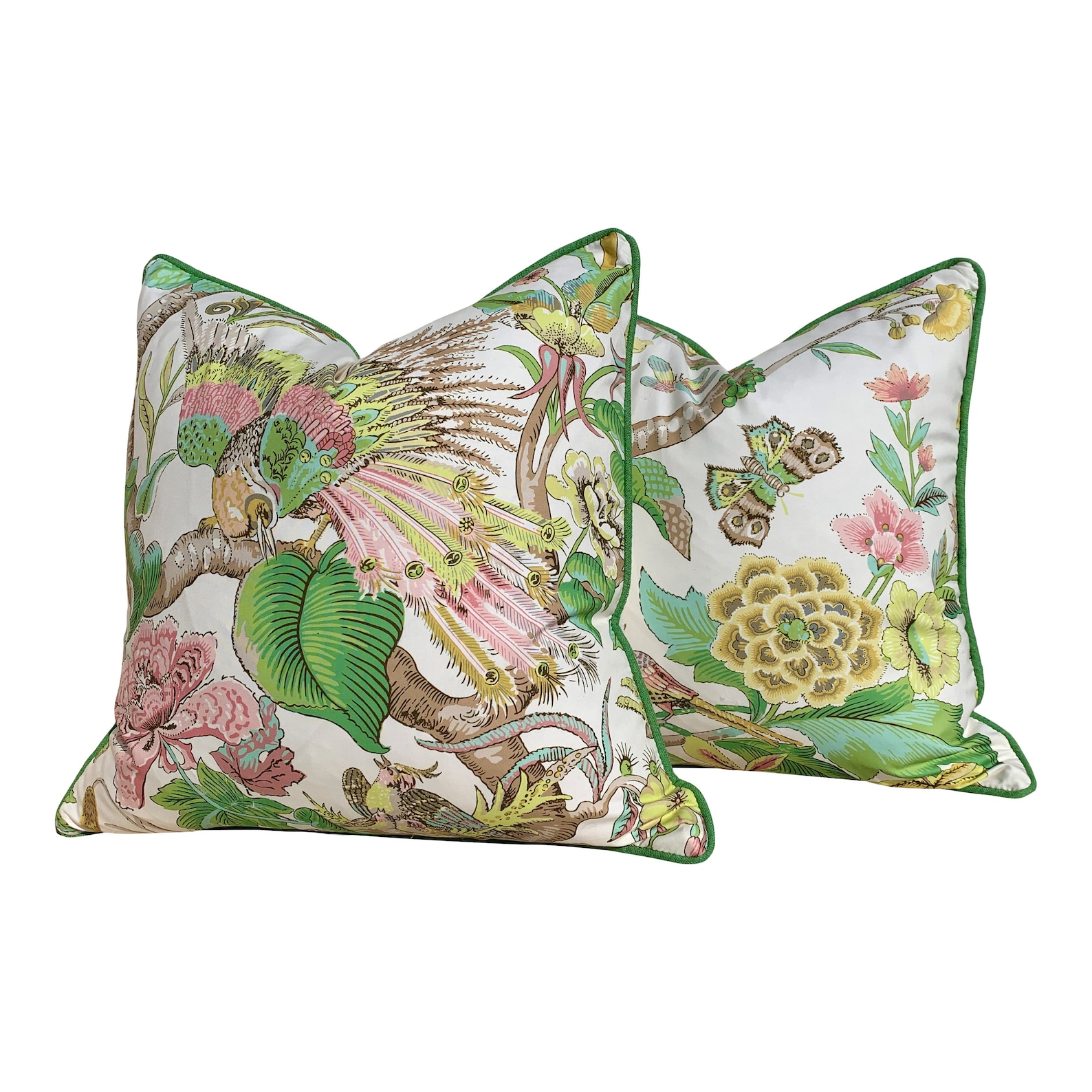 Schumacher Cranley Garden Pillow in Green, Yellow, Pink. Chinoiserie ...