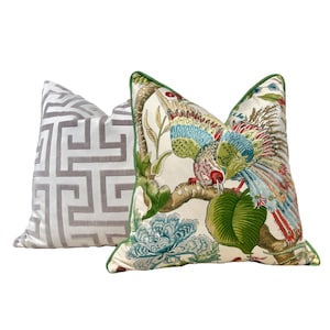 Schumacher Cranley Garden Pillow Green and Red – Designer Chinoiserie ...