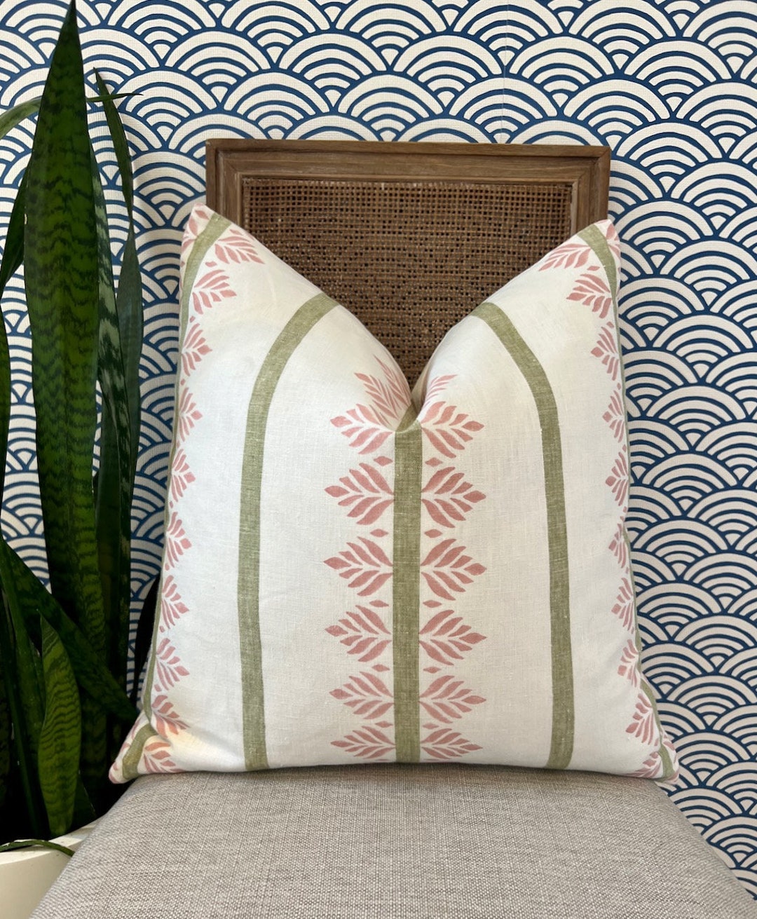 Designer Fern Stripe Pillow Blush. Accent Stripe Pillow, Decorative ...