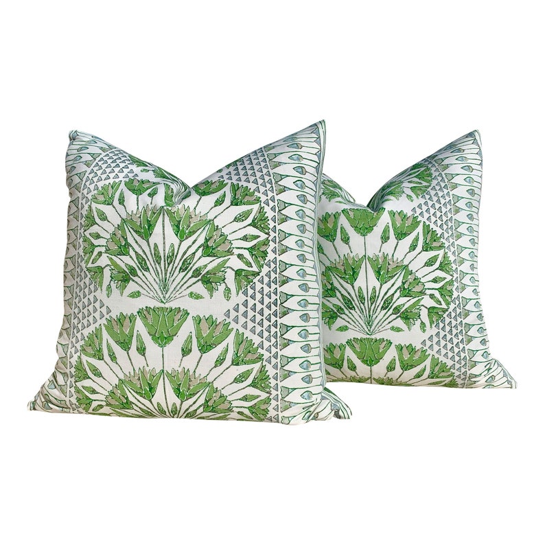 Anna French Cairo Pillow Green. Medallion Designer Pillows, Decorative ...