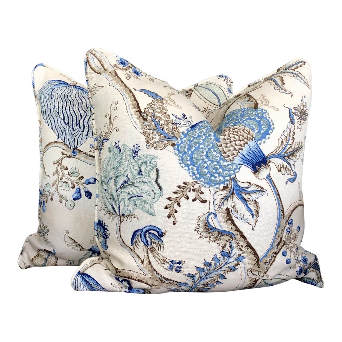 Scalamandre Pondicherry Linen Pillow in Delft. Jacobean Blue Pillow ...