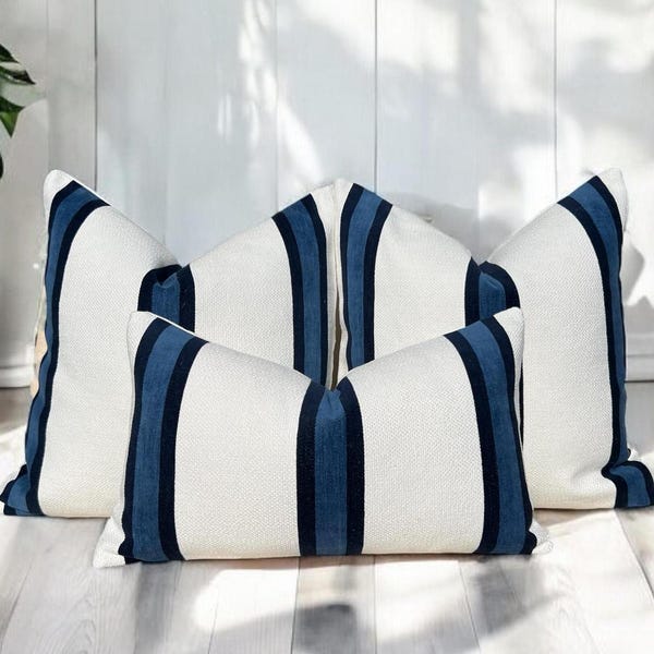 Blue Stripe Pillow - Etsy
