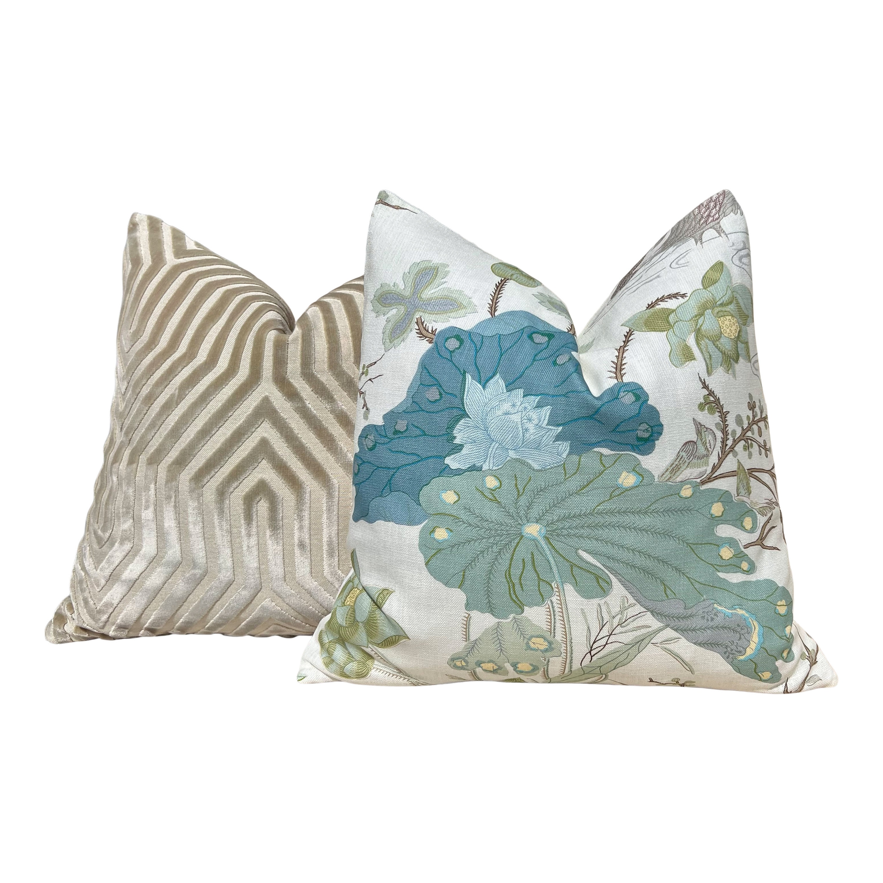 Lee Jofa Luzon Jade Pillow, Designer Aqua Teal Exotic Bird Cushion ...