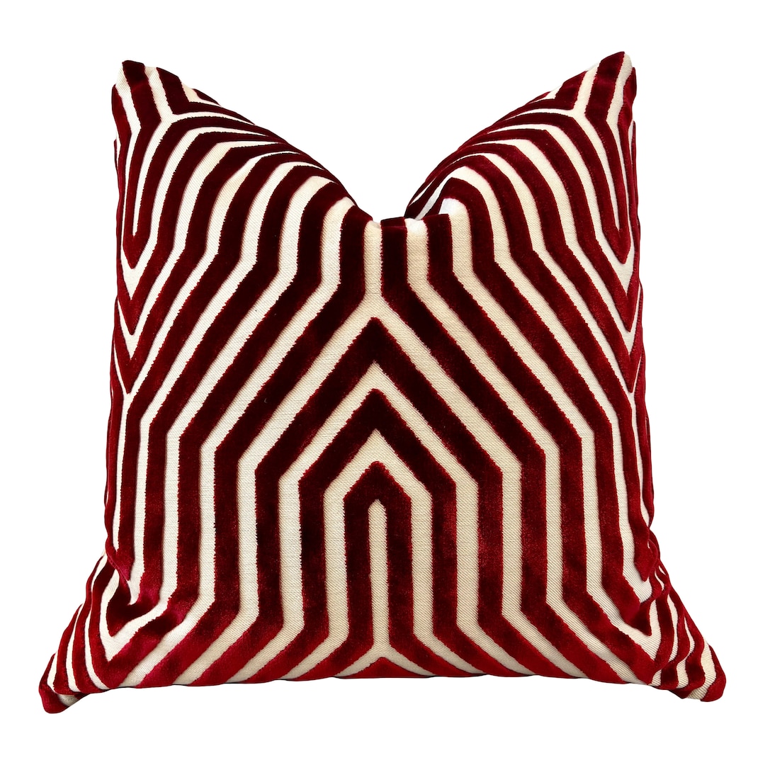 Schumacher Vanderbilt Velvet Pillow - Garnet. Contemporary Raised ...