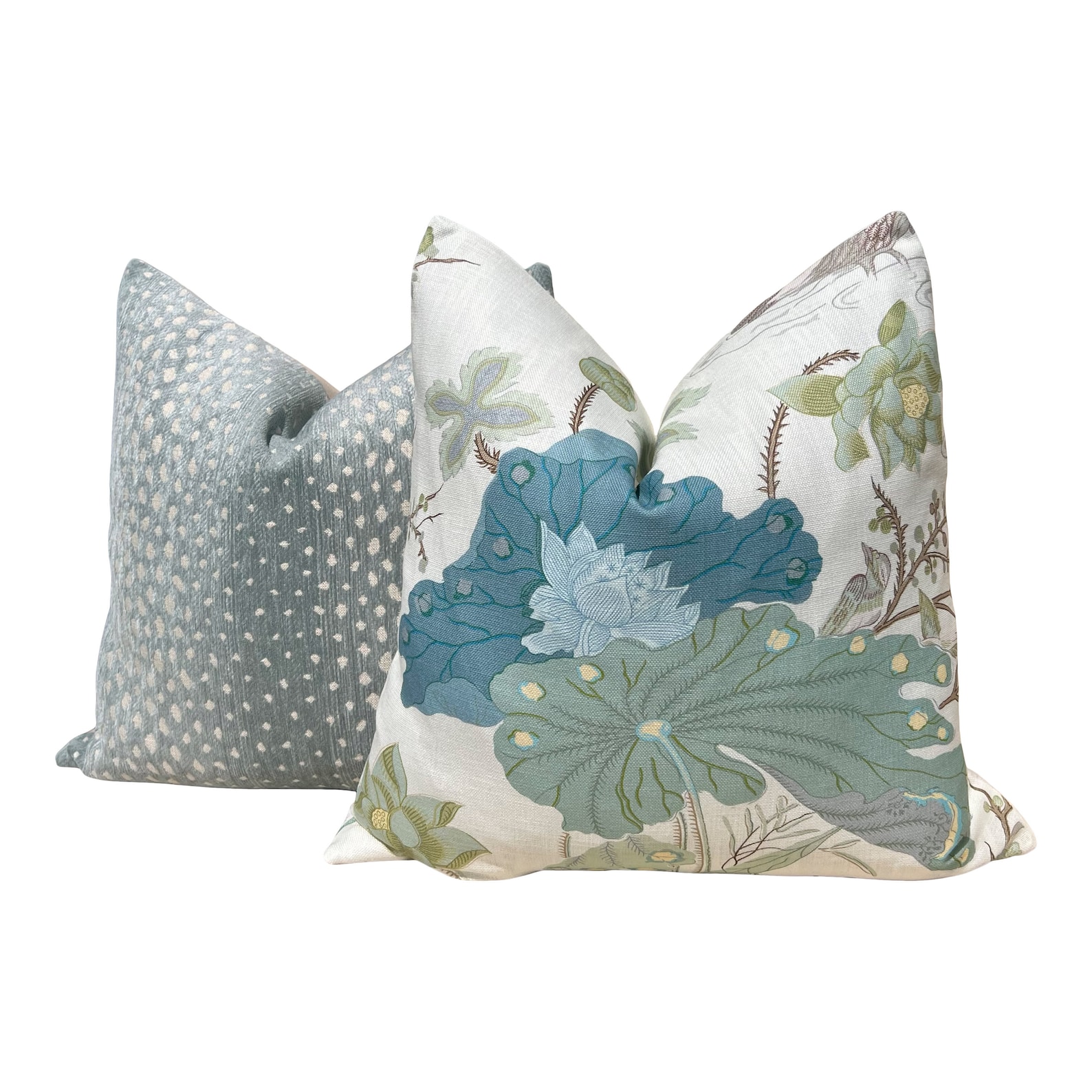 Lee Jofa Luzon Jade Pillow, Designer Aqua Teal Exotic Bird Cushion ...