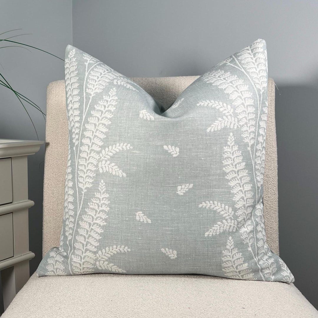 Thibaut Ensbury Fern Woven Pillow in Soft Blue. Light Blue Fern Pillow ...