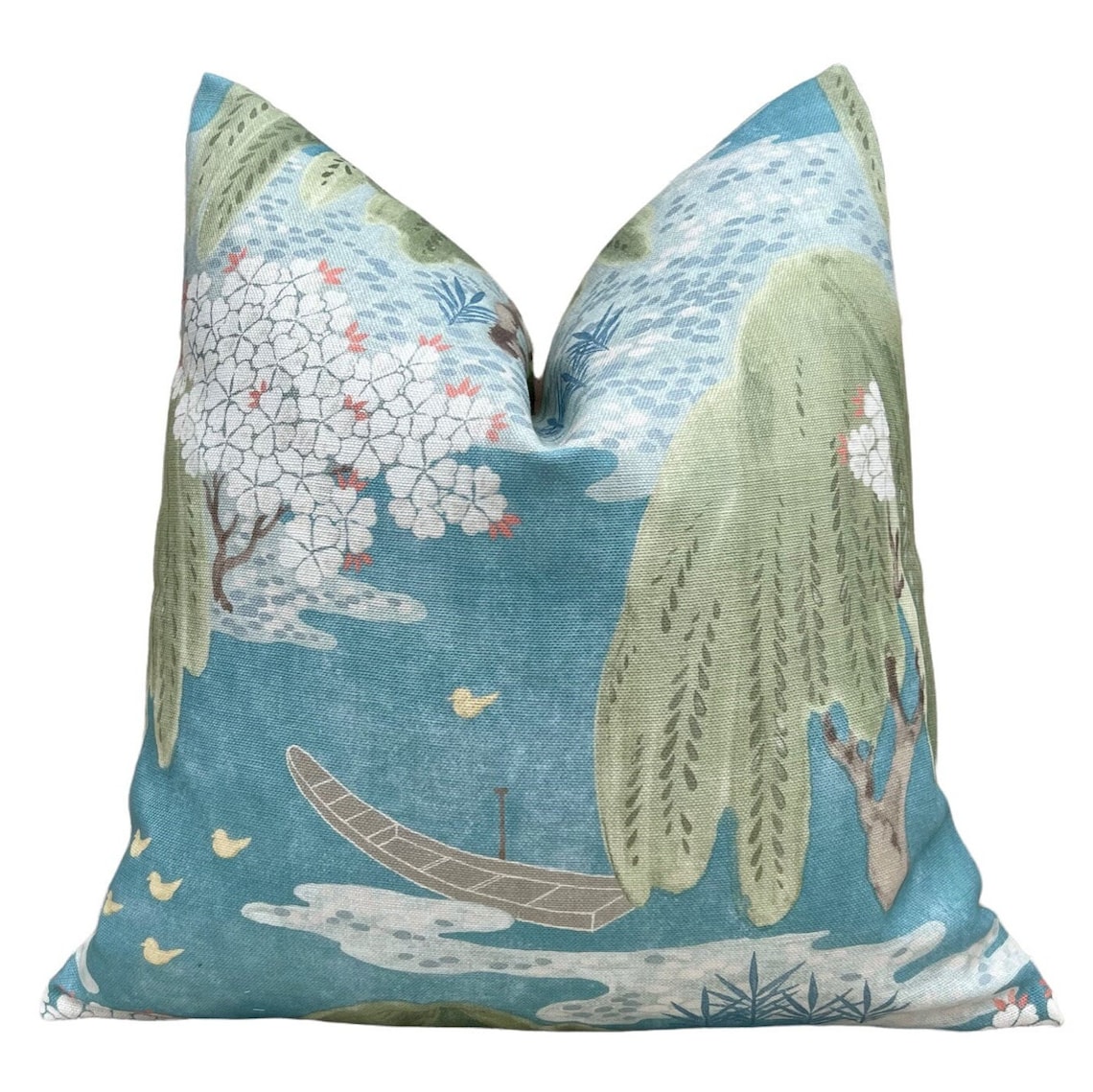 Thibaut Willow Tree Pillow in Turquoise. Designer Pillows - Etsy