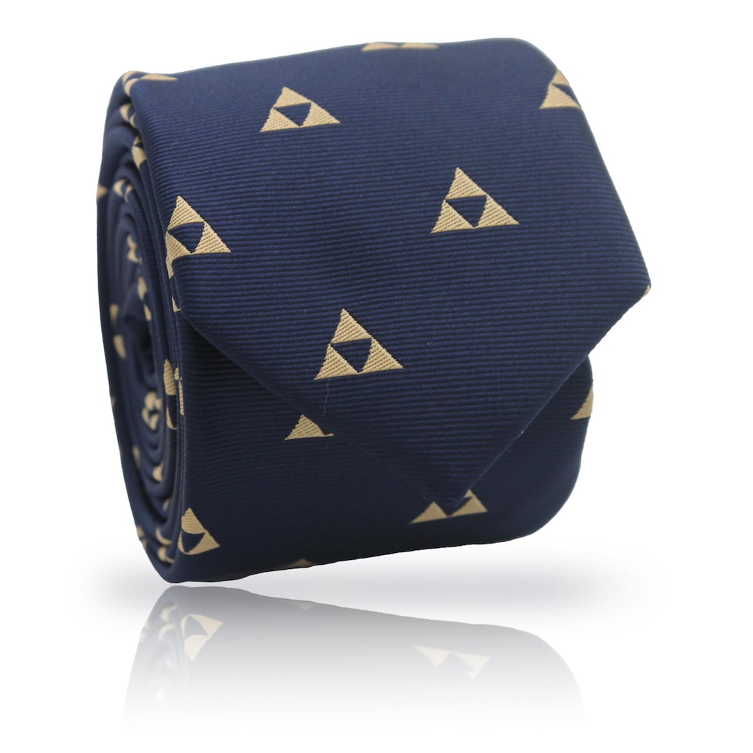 Gold Zelda Triforce Navy Blue Necktie: Video Game Tie for Gamers & Fans ...