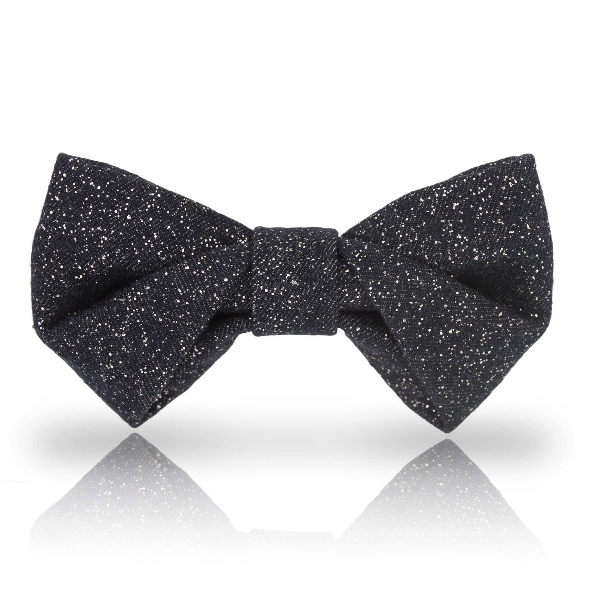Navy Blue Glitter Bow Tie Indigo Dark Blue Bow Tie Denim Bow Tie for ...