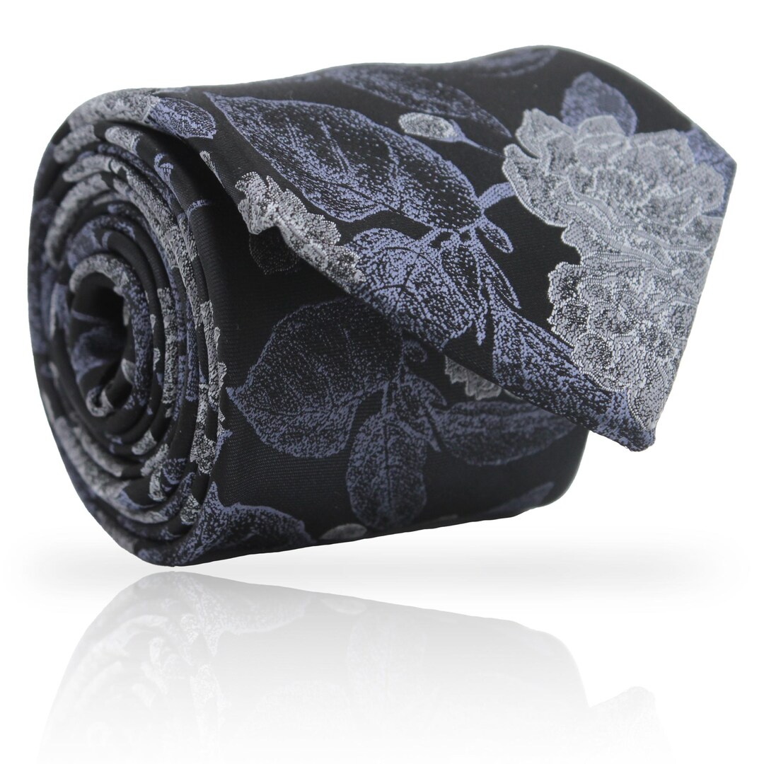 Glitter Silver Rose Purple Leaf Necktie: Classic Floral Tie, Blind ...