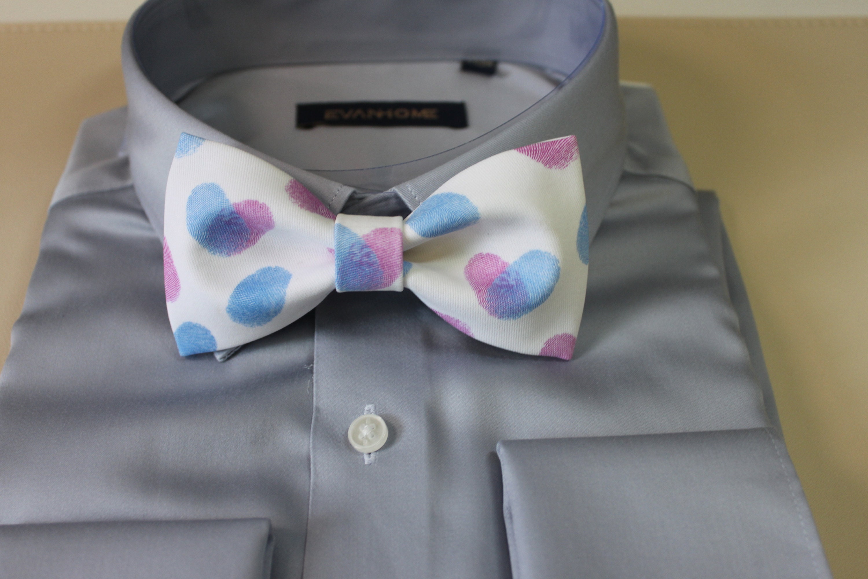 Custom Fingerprint Bow Tie Personalized Bow Tie Pink and - Etsy