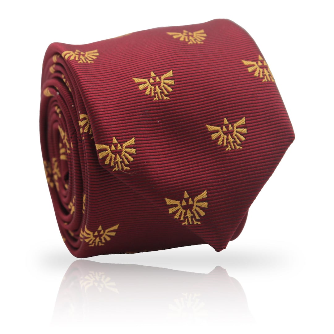 Red Triforce Tie: Geek Culture Gold Emblem Necktie, Wedding Accessory ...