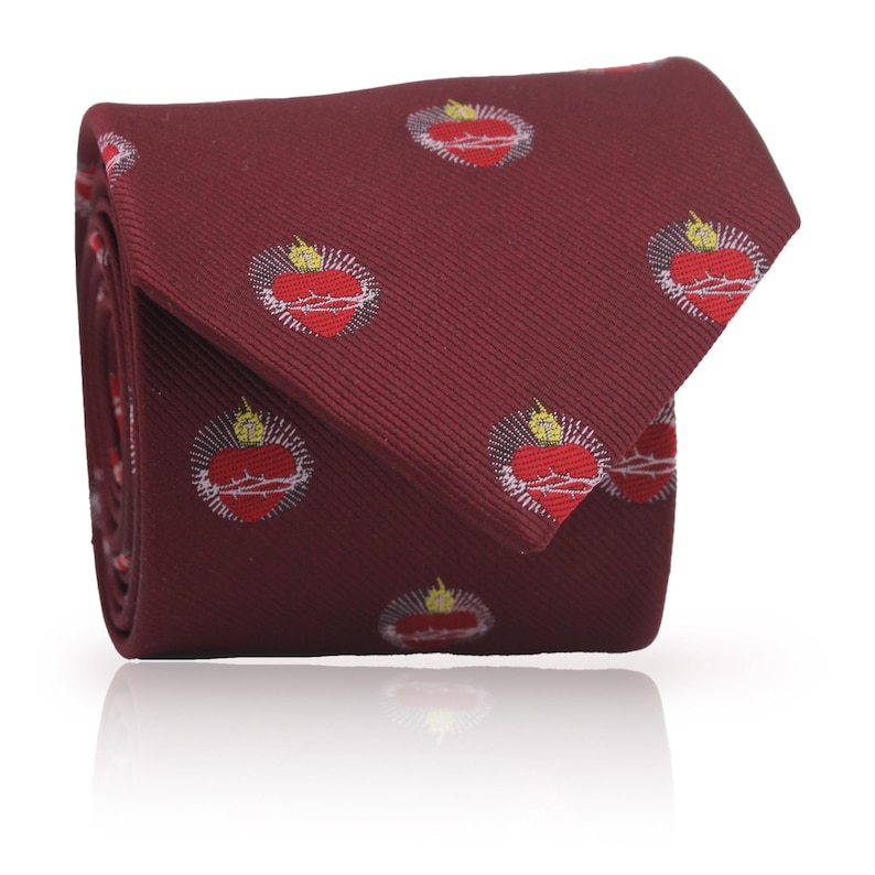 The Sacred Heart Maroon Tie: Catholic Religious Necktie, Jesus Gift for ...