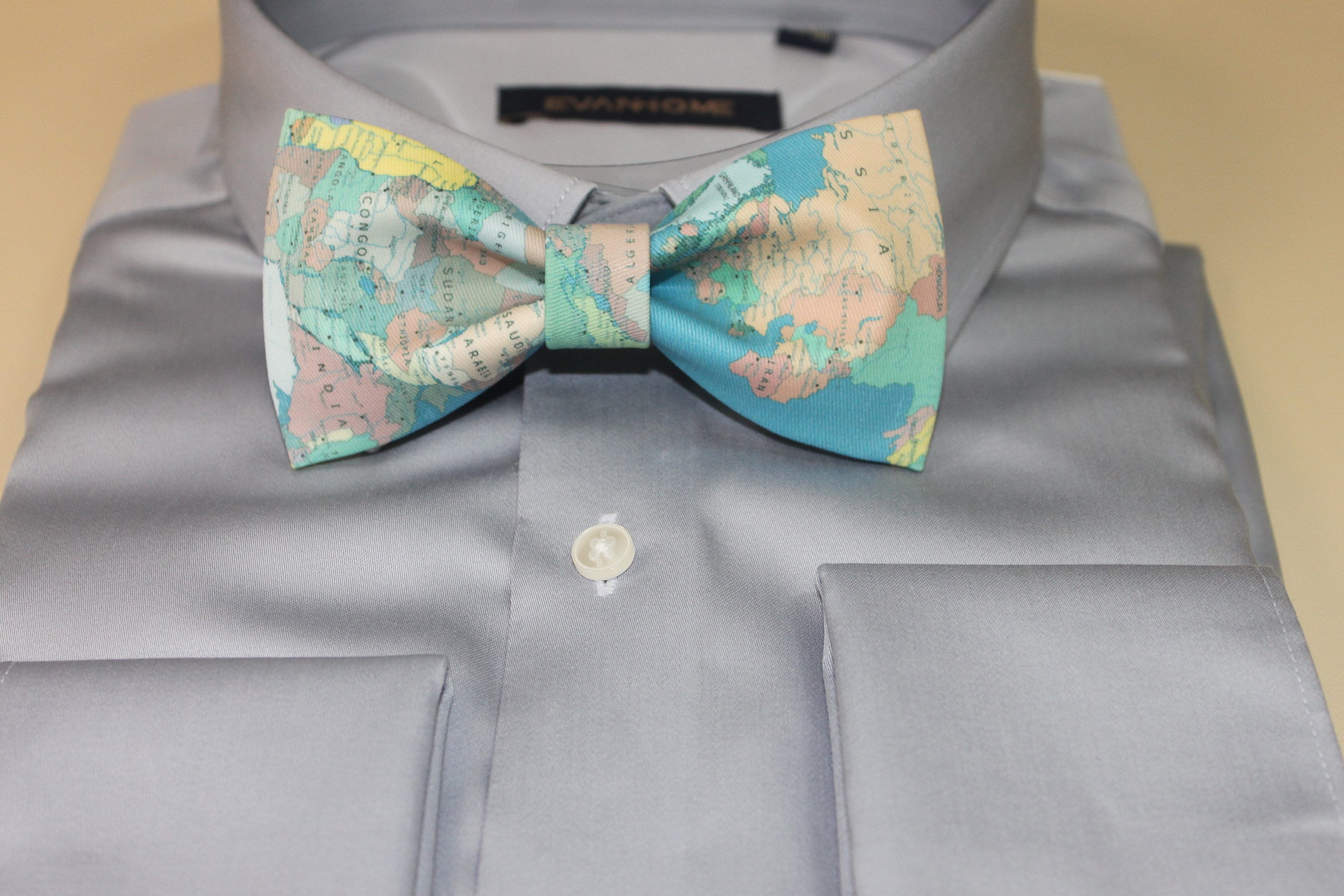 World Map Bow Tie: Colorful Geography Bowtie - Etsy