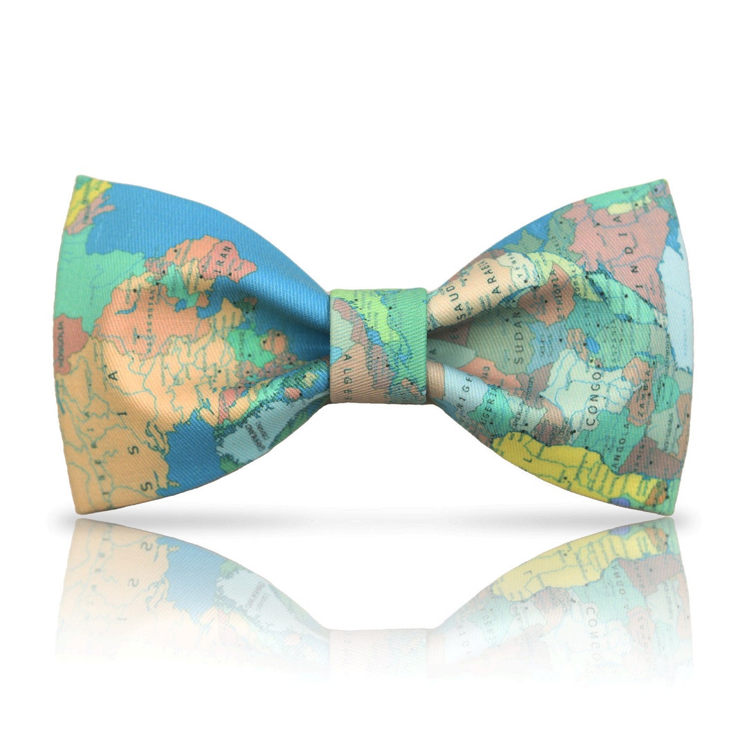 World Map Bow Tie: Colorful Geography Bowtie - Etsy