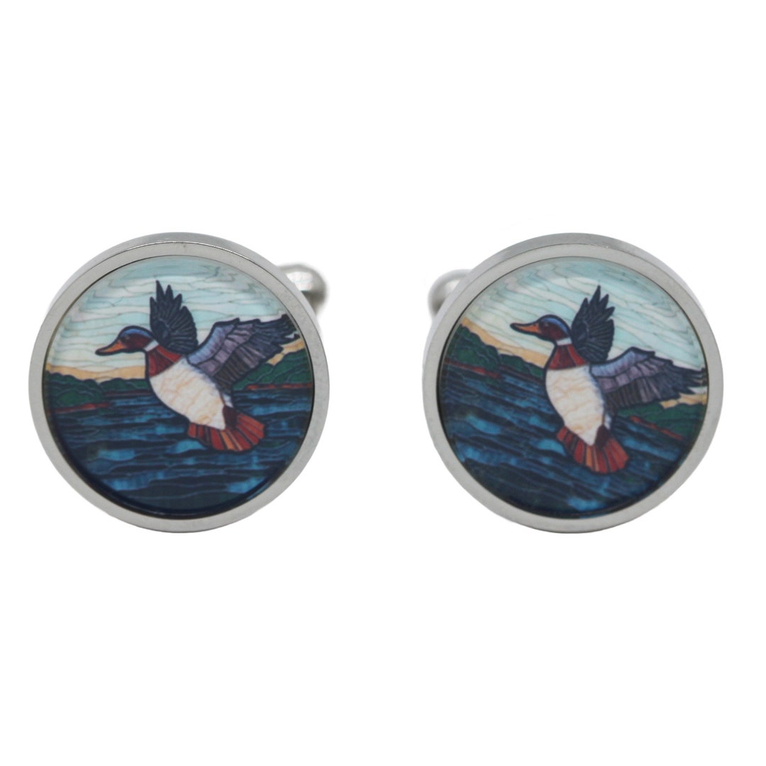 Stained Glass Duck Cufflinks: Stainless Steel Bird Jewelry (16mm) - Etsy