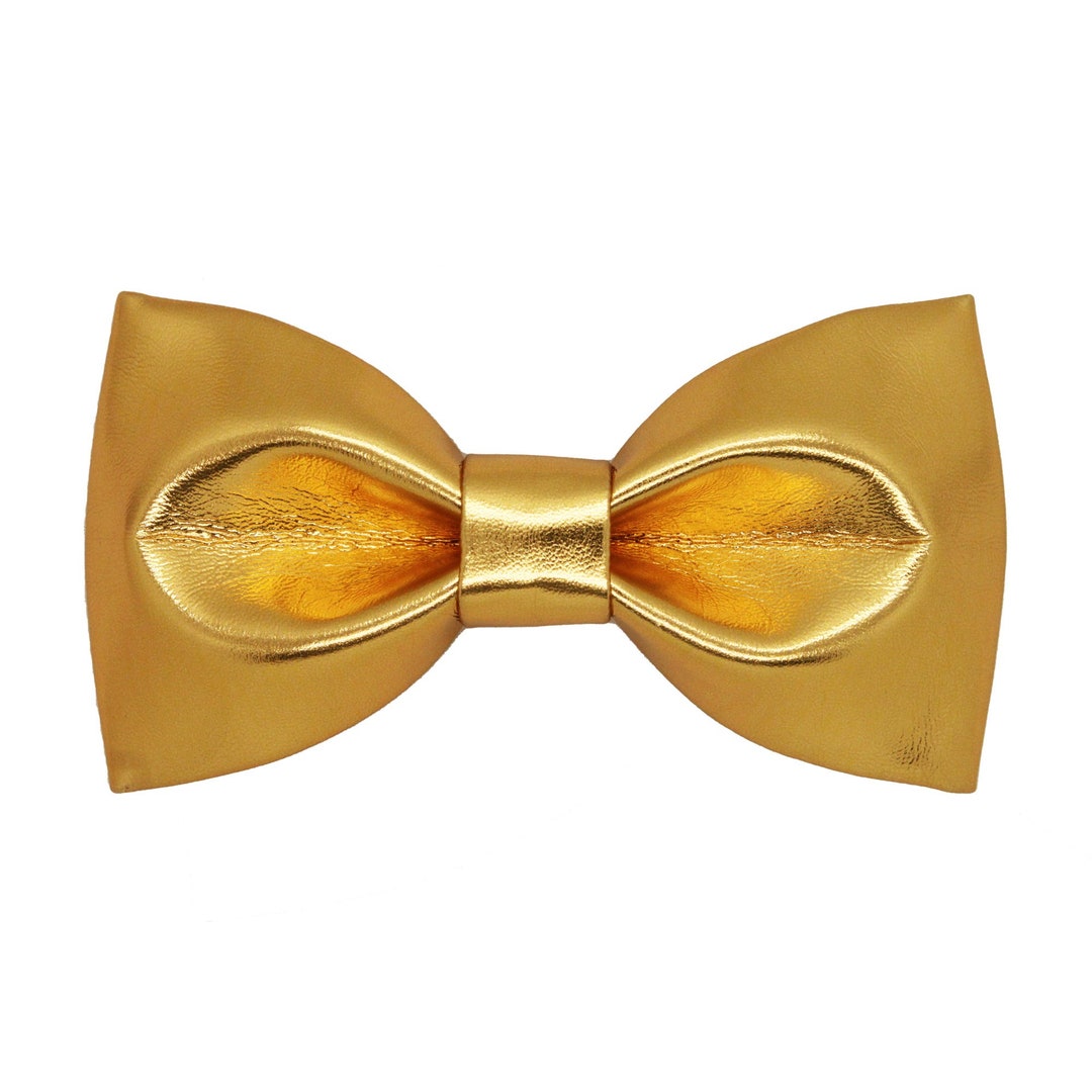 Gold Bow Tie - Golden Bow Tie -leather Bow Tie - Metallic Bow Tie ...