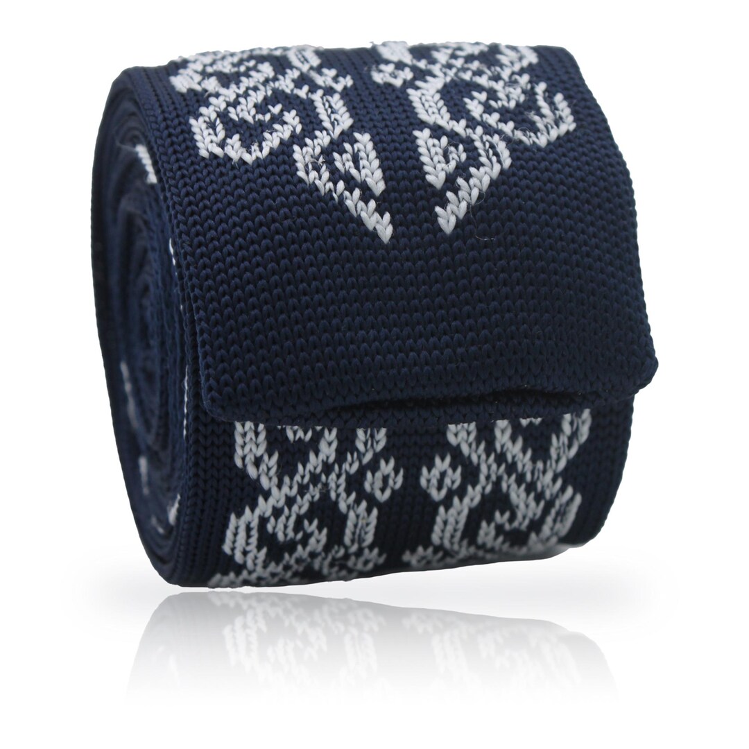 Greek Key Square Cut Knit Tie: Meander Pattern Crochet Necktie ...