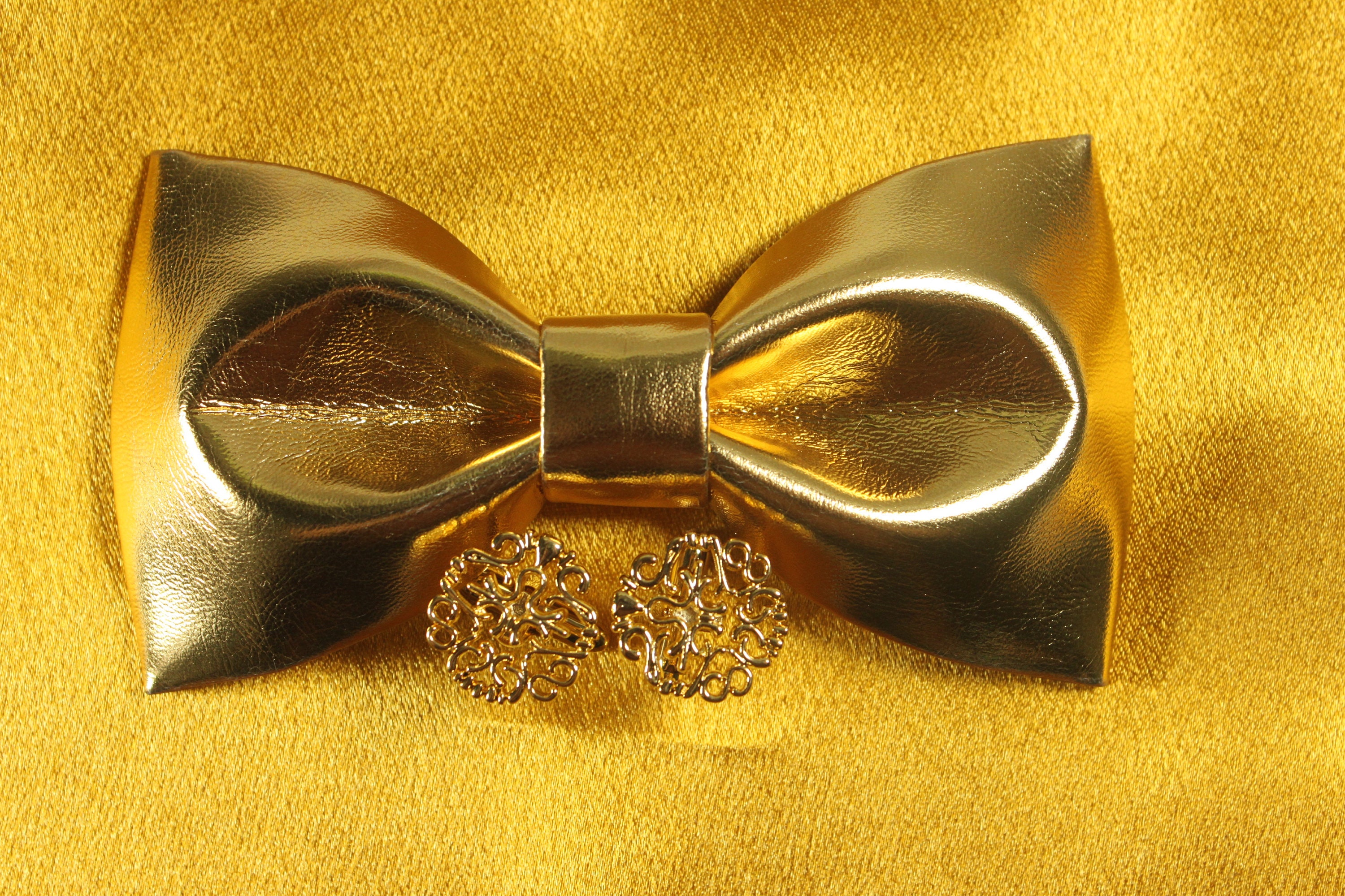 Gold Bow Tie Golden Bow Tie leather Bow Tie Metallic Bow Tie Classic ...