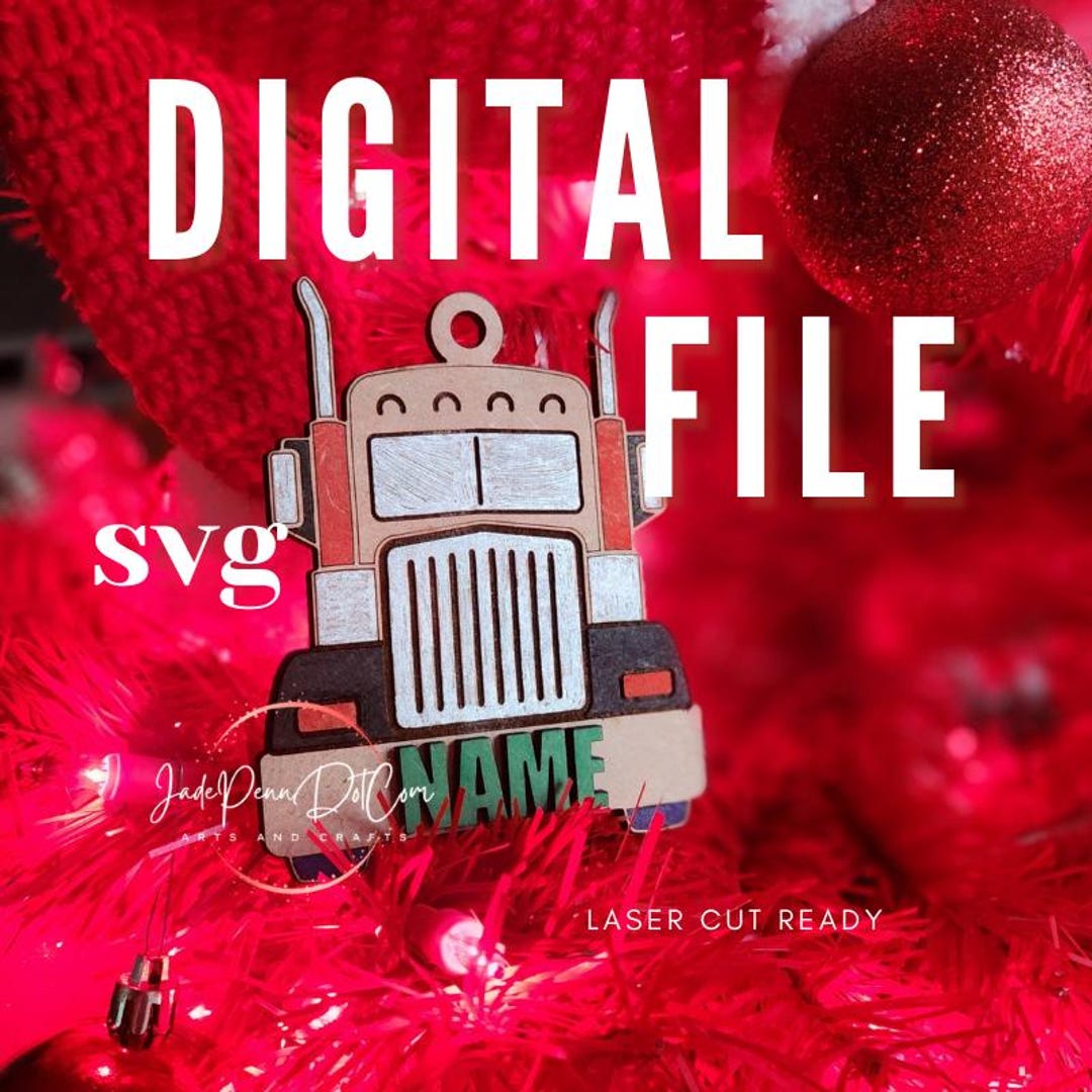 Trucker Gift Tag SVG | Laser Cut Ready File | Customizable Ornament for ...