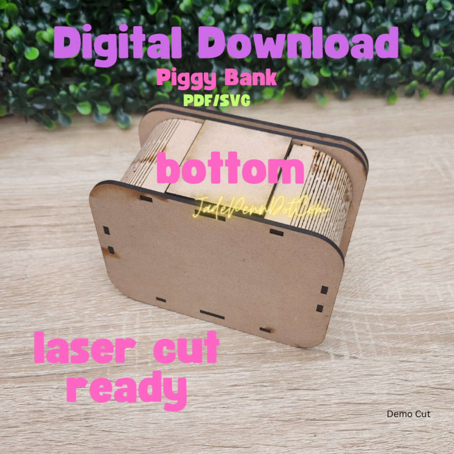 Alcancía cortada con láser SVG PDF descargable DIY 1/8 pulg. Caja de ...