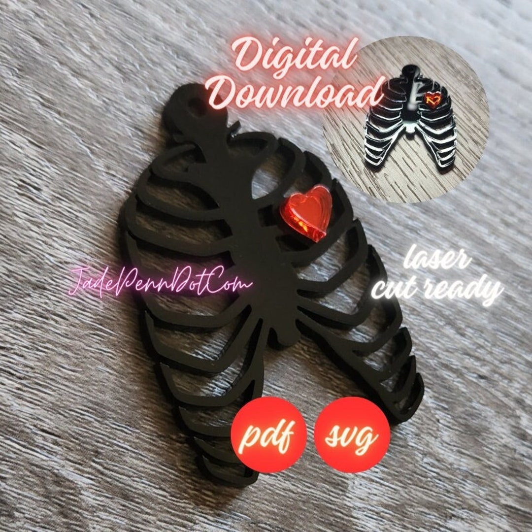 Ribs Heart Skeleton Laser Cut Ready SVG PDF Valentine's Love Halloween ...