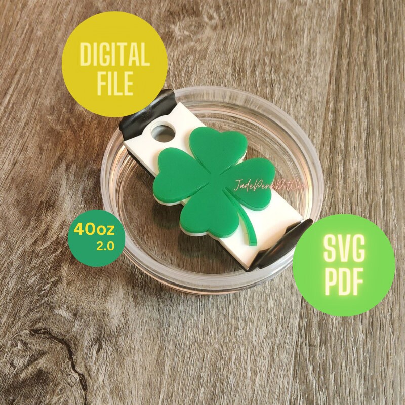 Four Leaf Clover Digital Download Tumbler Name Tag SVG PDF Laser Cut ...
