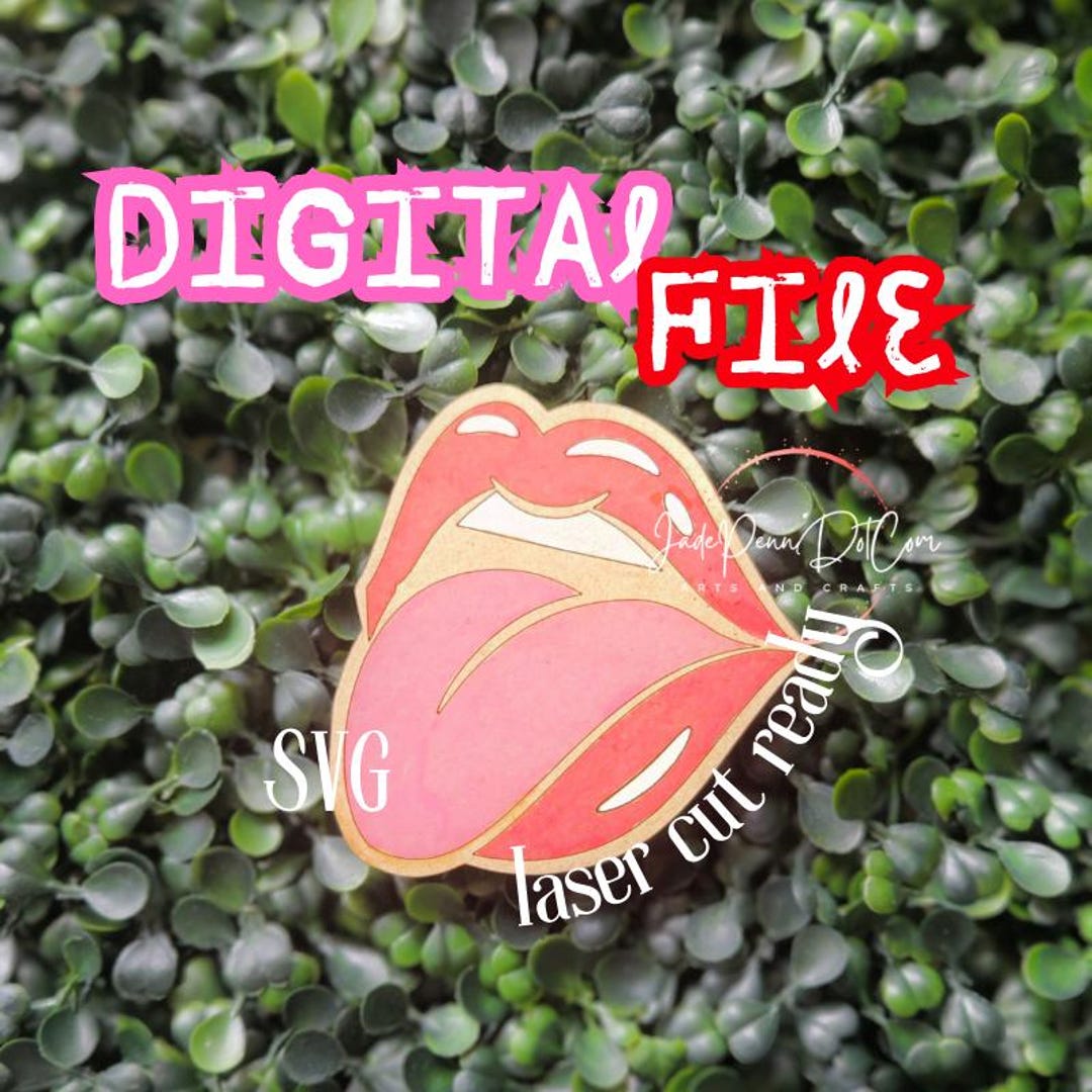 Rock Star Lips With Tongue Out | Laser Cut Ready | DIY Earrings, Decor ...