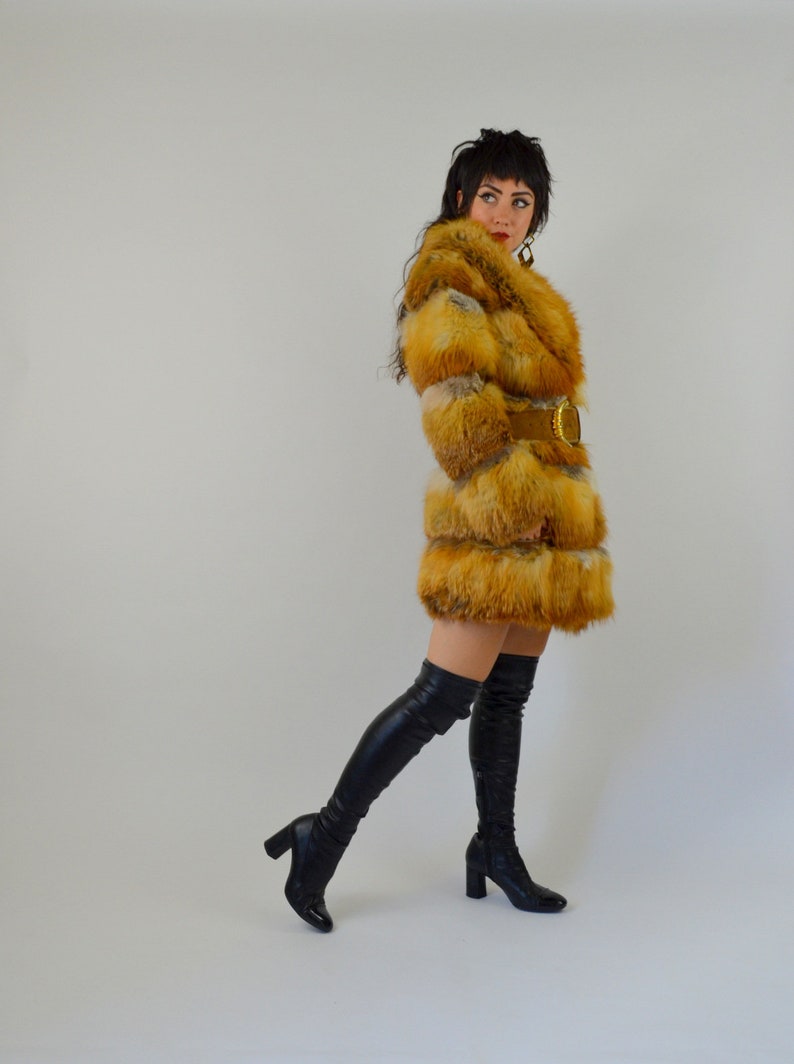 1970s Fur Coat Vintage 70s Red Fox Fur Long Jacket Plush Coat | Etsy