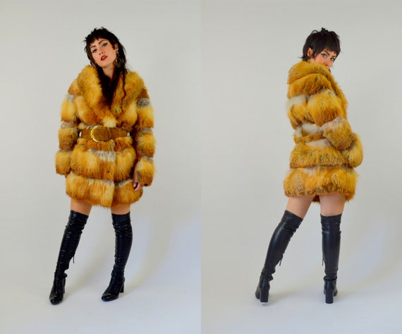 1970s Fur Coat Vintage 70s Red Fox Fur Long Jacket Plush Coat | Etsy