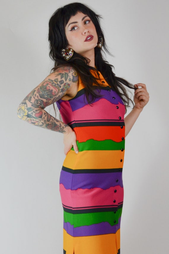 1960s Vintage Colorblock Maxi Dress Selected by Old M… - Gem