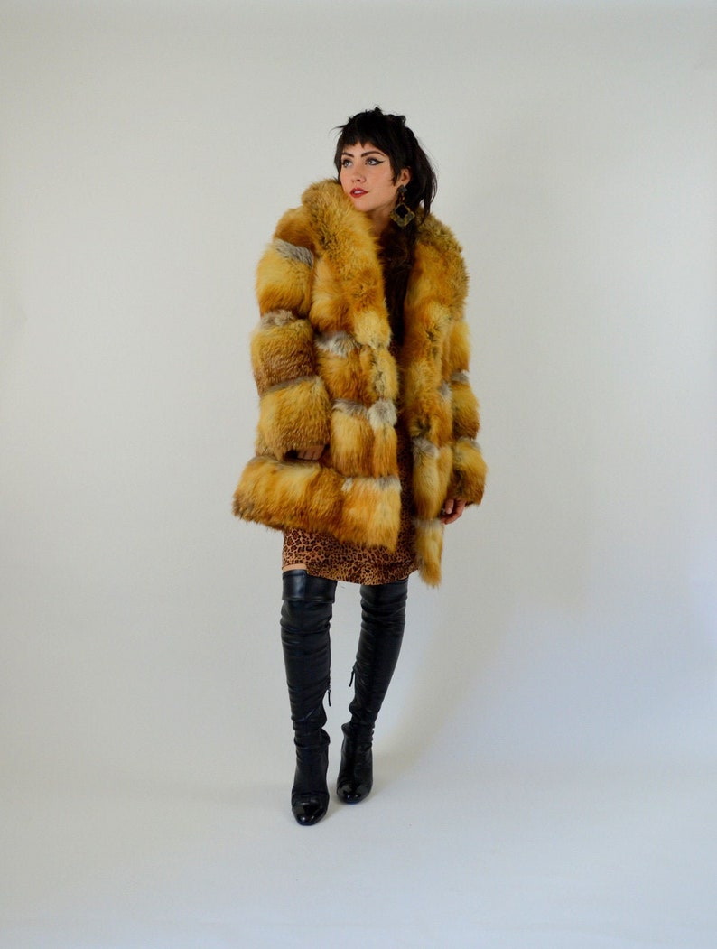 1970s Fur Coat Vintage 70s Red Fox Fur Long Jacket Plush Coat | Etsy