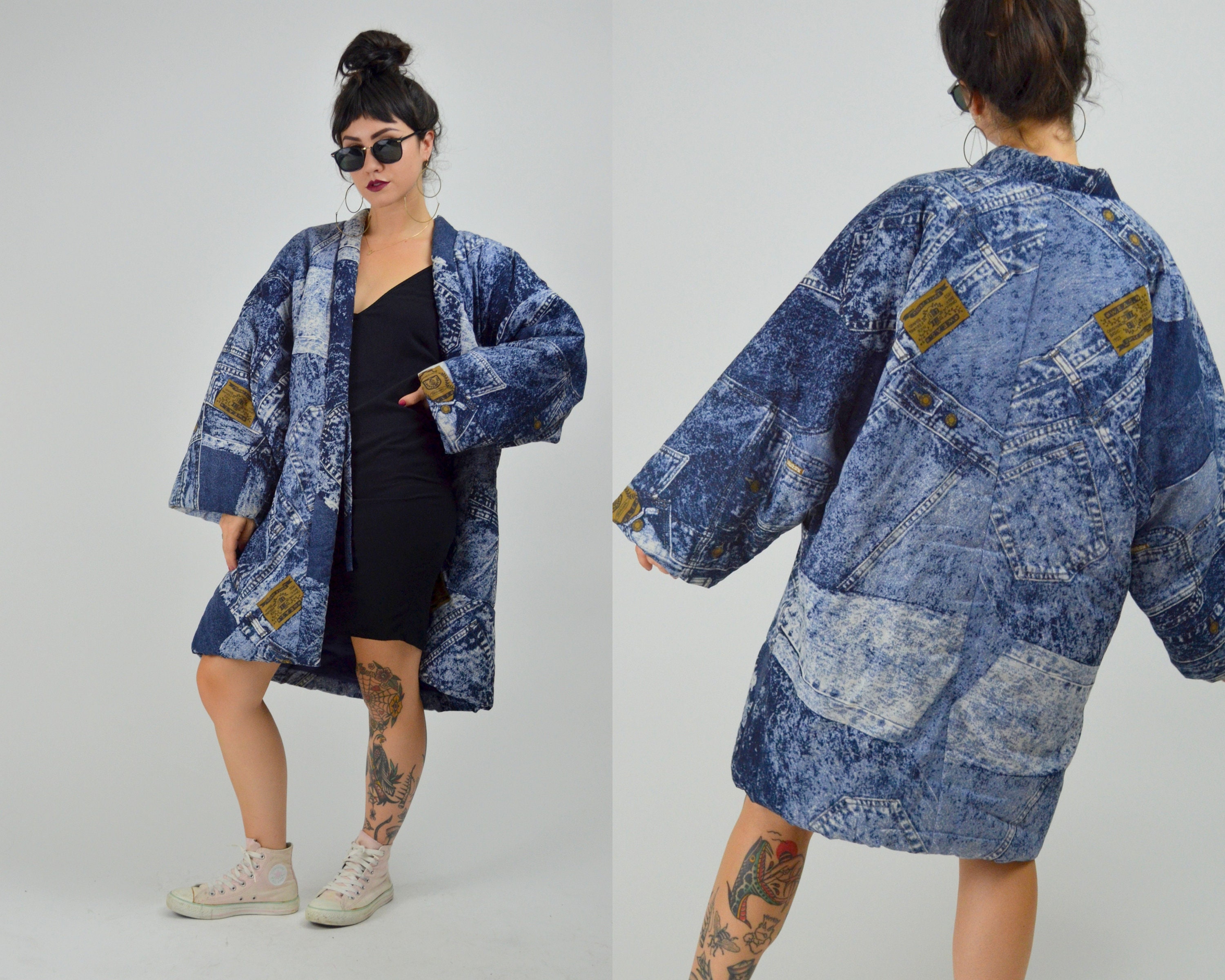 LARGE 1970s Denim Vintage Mens 70s Japanese Denim Puffy Jacket | Etsy