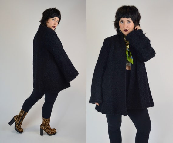 1940s Curly Lambs Wool Swing Jacket - LARGE - Gem