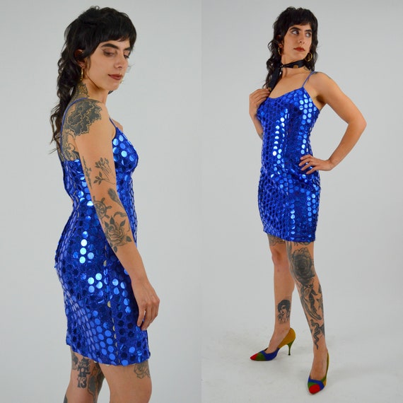 1980s Blue Shimmy Dress - XS - Gem
