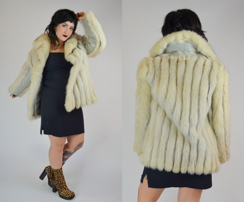 1970s FOX FUR Vintage Leather Coat MEDIUM | Etsy