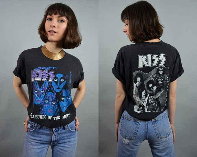 KISS Tee | 1980 Vintage Rock Band T Shirt KISS 80s Black Worn in Tee ...