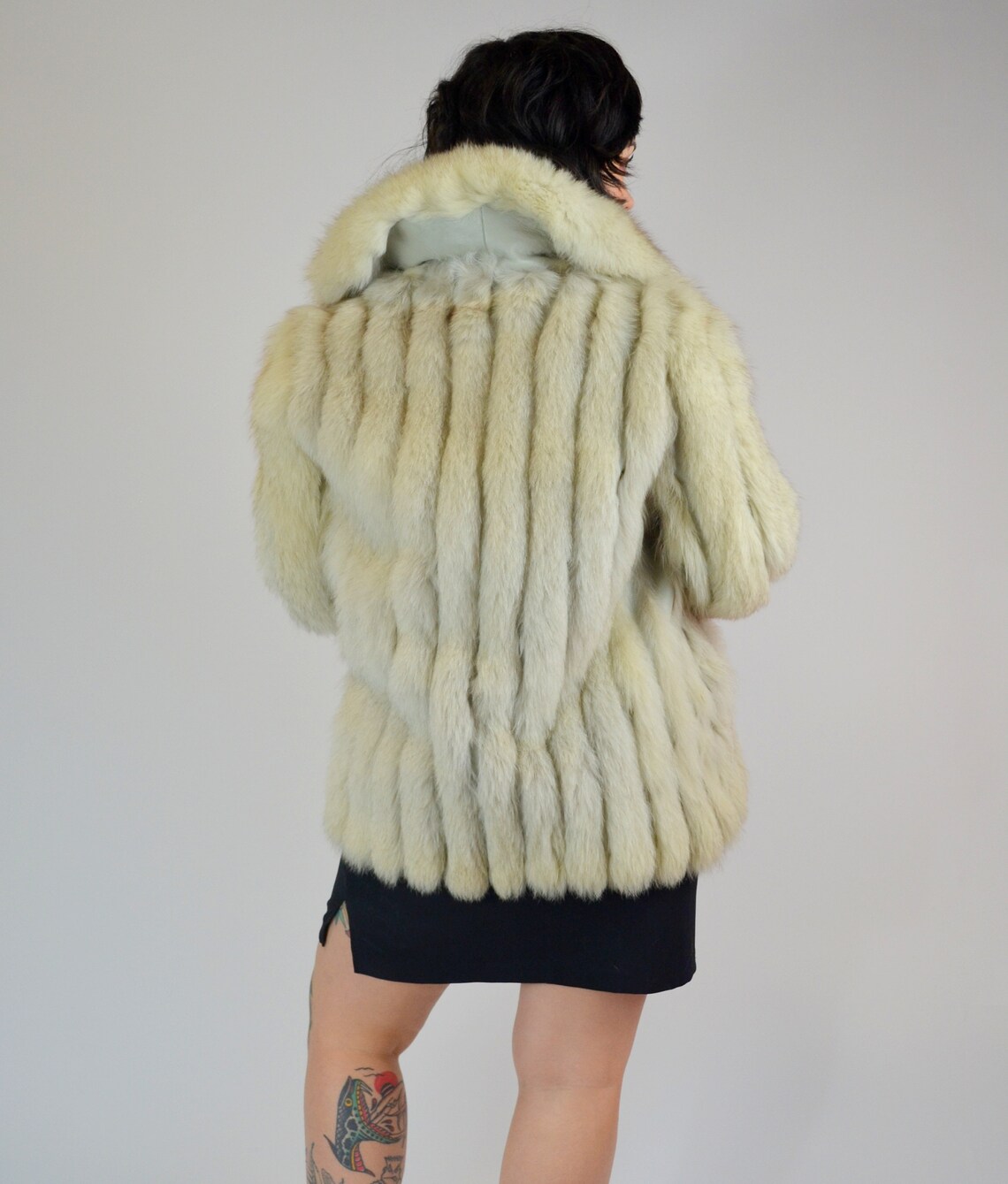 1970s FOX FUR Vintage Leather Coat MEDIUM | Etsy