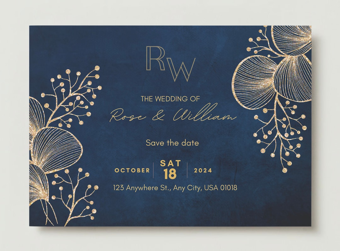 Navy & Gold Wedding STD - Digital Download or Print on Demand - Etsy
