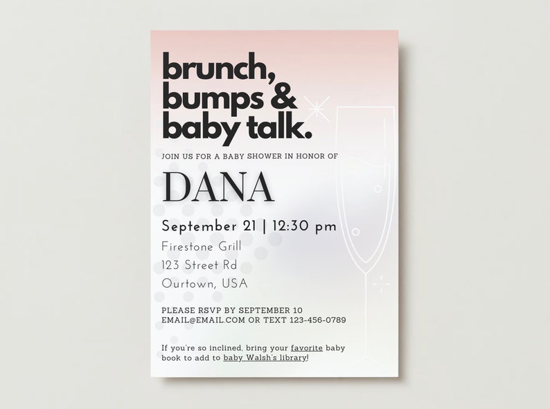 Brunch, Bumps & Baby Talk Modern Baby Shower Invitation - Digital ...