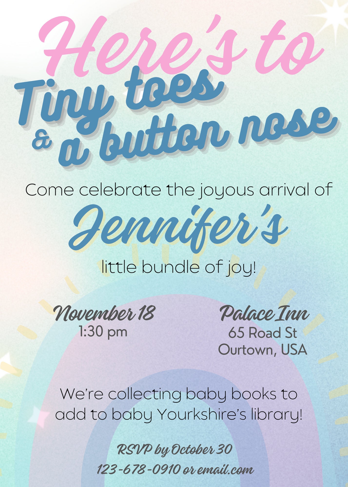 Tiny Toes, Button Nose Baby Shower Invitation Digital Download or Print ...