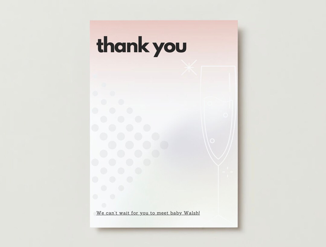 Brunch, Bumps & Baby Talk Modern Baby Shower Thank You Card - Digital ...