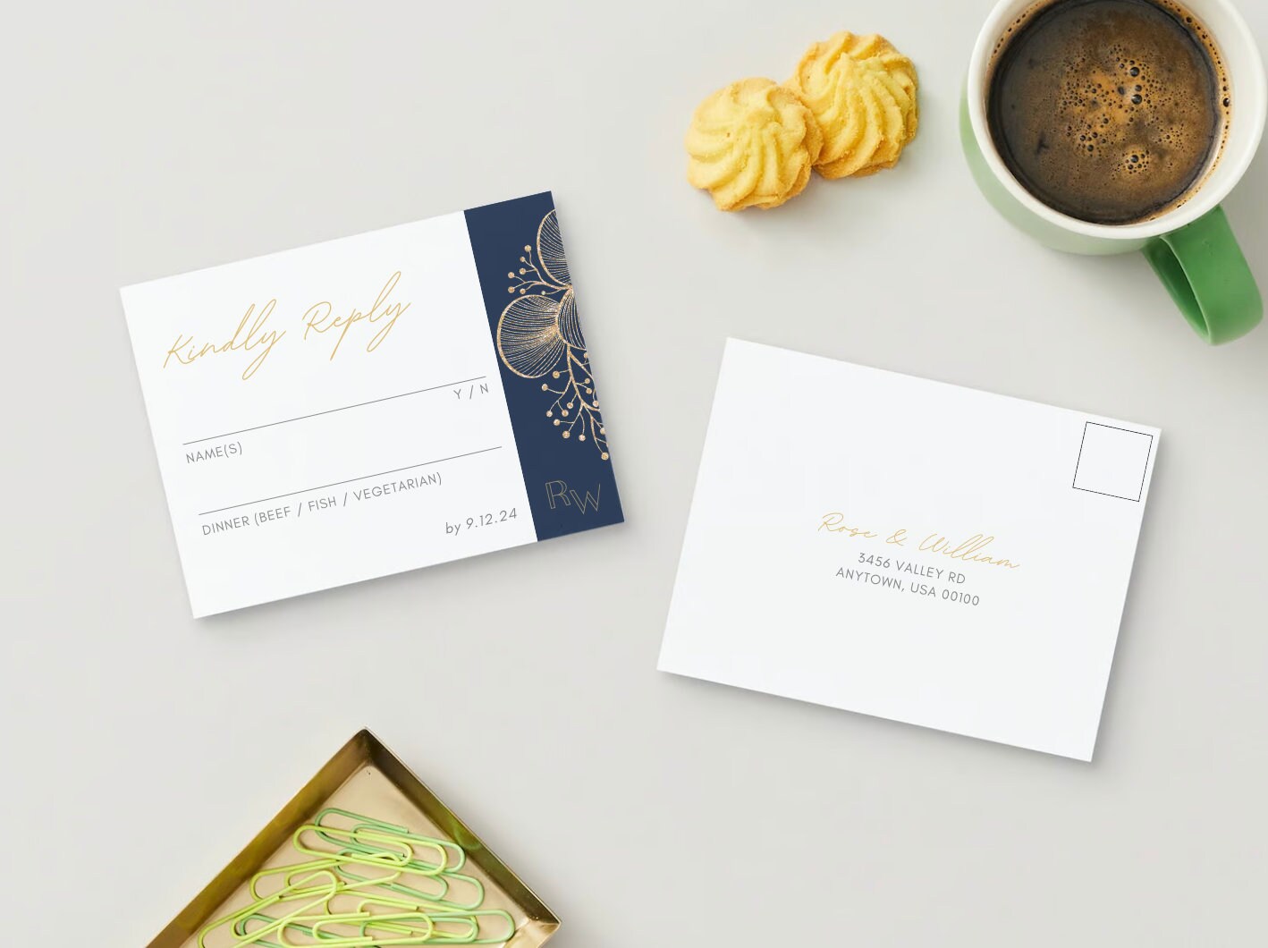 Elegant Navy & Gold Wedding Bundle Digital Download or Print on Demand ...